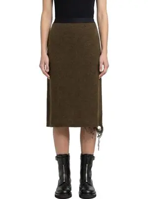 MAISON MARGIELA MAISON MARGIELA High-Waisted Wool-Knit Midi Skirt Mud