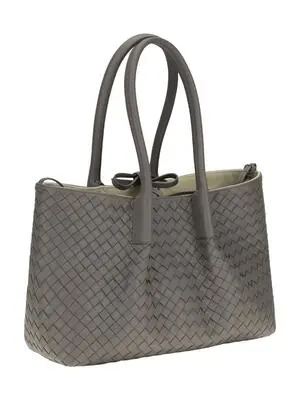 Bottega Veneta Pinacoteca Woven Calfskin Leather Shoulder Bag - Grey