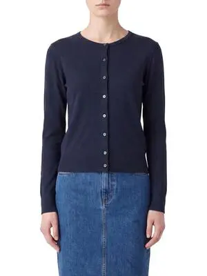 A.p.c. Organic Cotton Crew Neck Cardigan - Navy