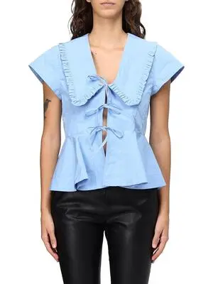 GANNI GANNI Sailor Collar Blouse Blue