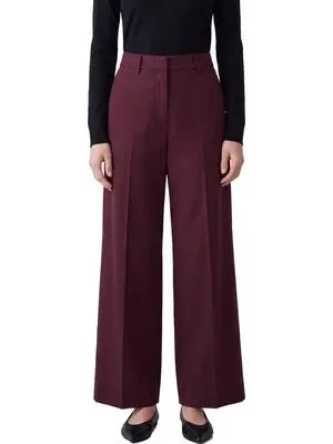 Max Mara High-waisted Wide-leg Cotton Palazzo Trousers - Ruby