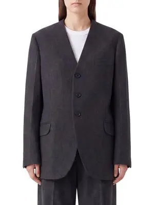 JIL SANDER Cropped Three-button Single-breasted Wool Blazer - Grey