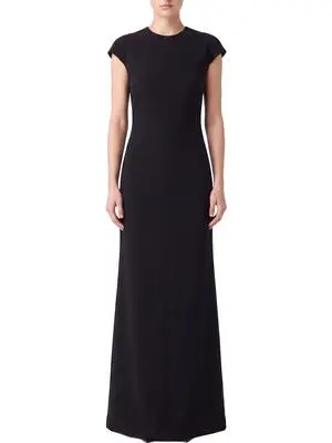 JIL SANDER Long Virgin Wool Dress With Short Sleeves And Back Slit - Black