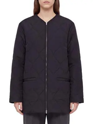 JIL SANDER Quilted Short Down Jacket In Polyester With Zip Closure And V-neck - Black