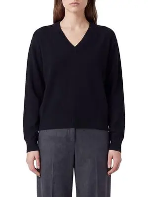 LANVIN V-neck Virgin Wool Sweater With Tie Closure - Black