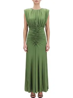 SELF-PORTRAIT Ruched-waist Gown - Green