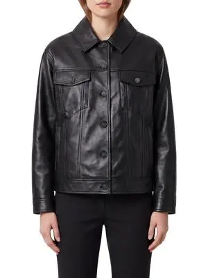 ANINE BING Calfskin Leather Jacket With Classic Collar And Patch Pockets - Black