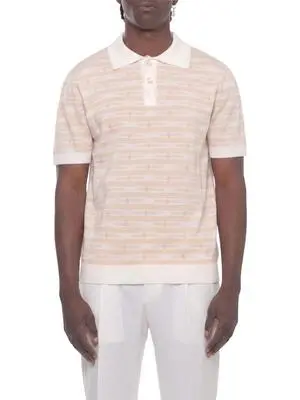 Casablanca Contrast Logo Knit Wool Polo Shirt - Beige