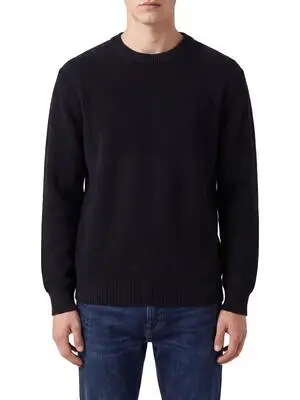 GOLDEN GOOSE Crewneck Cotton-blend Jumper With Ribbed Trims And Logo - Black