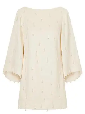 ANDRES OTALORA Lo Aprendido Embellished Linen Mini Dress - Neutrals
