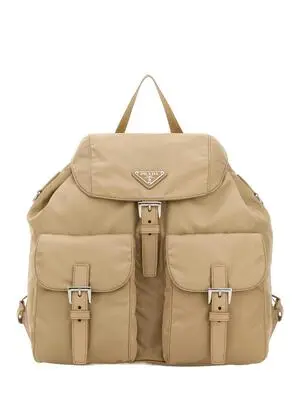 Prada PRADA Sand Canvas Backpack Brown