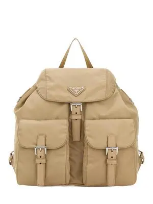 Prada PRADA Sand Canvas Backpack Brown