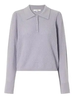 FRAME The Honeycomb Cashmere Polo Sweater - Blue