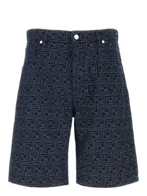 Fendi Embroidered Denim Bermuda Shorts - Multicolor