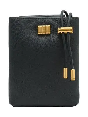 REISS Solene Grained-leather Phone Crossbody Bag - Navy