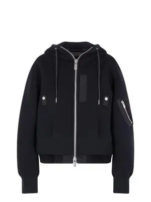 Sacai Nylon And Cotton Hoodie - Black