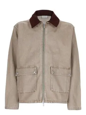 Drole De Monsieur Zip Up Denim Jacket - Beige