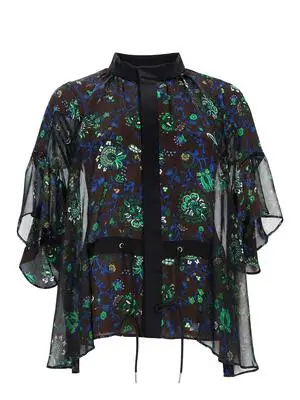 Sacai Floral Print Blouse - Brown