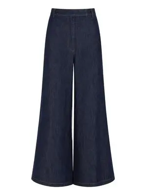 Dries Van Noten Wide Leg Denim Trousers - Blue