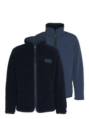 Barbour Logo Embroidered Reversible Fleece Jacket - Navy