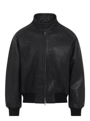 Studio Nicholson Leather Bomber Jacket - Black