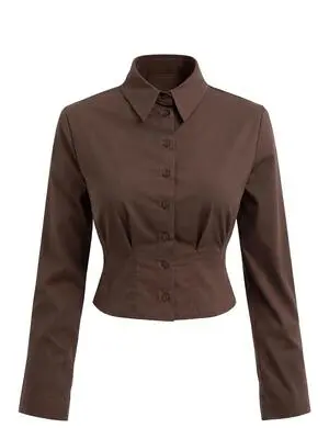 EXQUISE Exquise Felecia Long Sleeve Crop Shirt