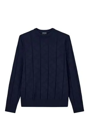 Giorgio Armani Virgin Wool Crewneck Sweater - Navy