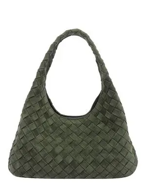 Bottega Veneta Bottega Veneta Intrecciato Suede Calfskin Campana Shoulder Bag Green