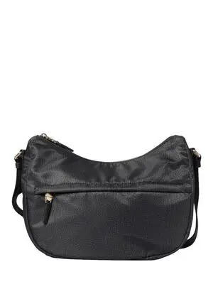Borbonese Luna Polka Dot Recycled Nylon Crossbody Bag - Black
