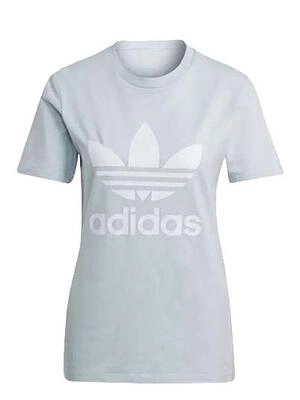 Adidas (wmns) Adidas Originals Trefoil Tee Logo Printing Sports Short Sleeve Gray Blue T-shirt Default Color