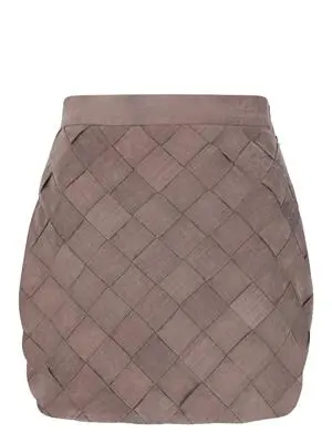 ÚCHÈ Braided Suede Mini Skirt - Brown
