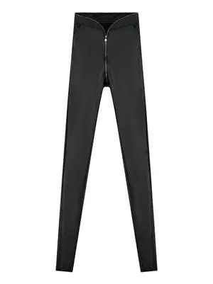 ÚCHÈ Zipper Detail Leather Pants - Black