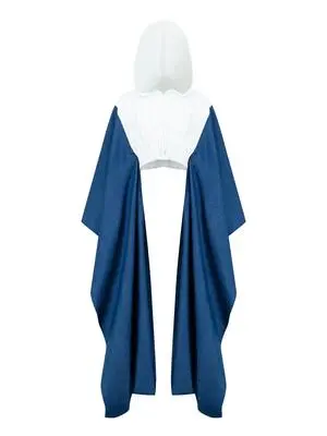 ÚCHÈ Blue / White Blue Denim Agbada Sleeves White Crop Hoodie - Blue/white