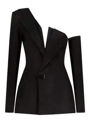 ÚCHÈ Asymmetrical Blazer Jacket - Black