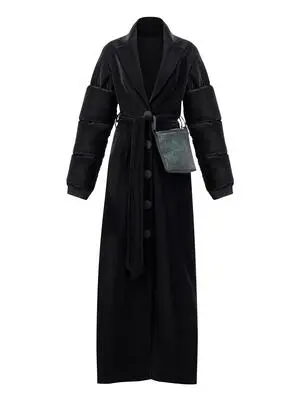 ÚCHÈ Crocodile Trench Coat - Black