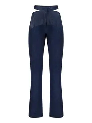ÚCHÈ Denim Cut Out Pants - Blue