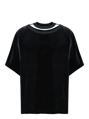 ÚCHÈ Velvet Double Collar T- Shirt - Black