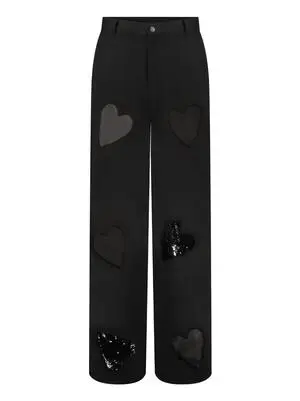 ÚCHÈ Denim Seven Hearts Pants - Black