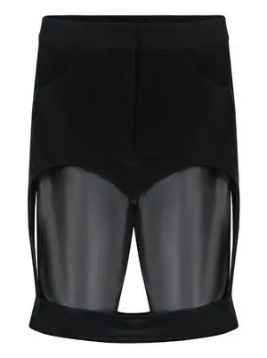 ÚCHÈ Layered Crocodile Print Skirt - Black