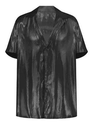 ÚCHÈ Satin Short Sleeve Shirt - Black