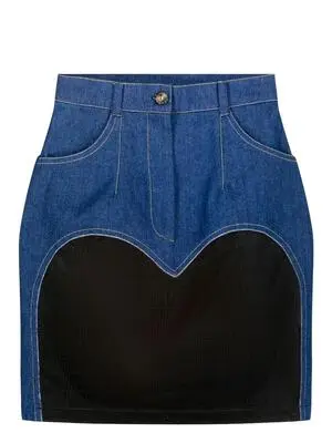 ÚCHÈ Denim Heart Skirt - Black/blue