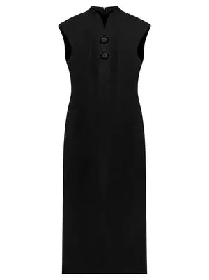 NOCTURNE Black Padded Shoulder Button Detail Maxi Dress Black