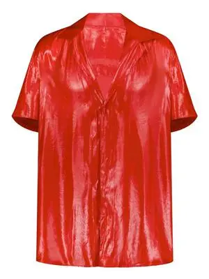 ÚCHÈ Satin Short Sleeve Shirt - Red