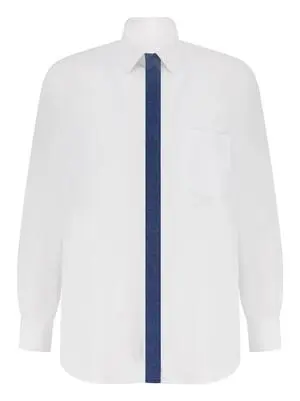 ÚCHÈ White / Blue White Shirt With Denim Patch - White/blue