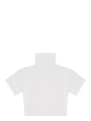 ÚCHÈ Snake Print Turtleneck Crop Top - White