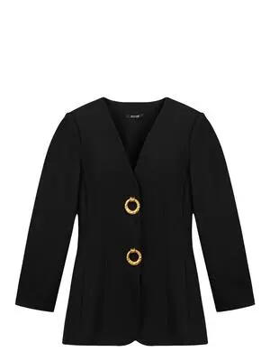 NOCTURNE Ring Button Wrap Front Jacket - Black