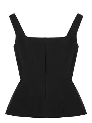 NOCTURNE Black Boned Square Neck Peplum Bustier Top