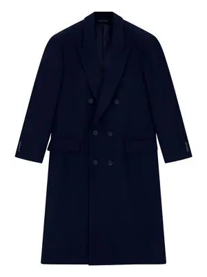 Giorgio Armani Virgin Wool And Cashmere Chevron Coat - Blue