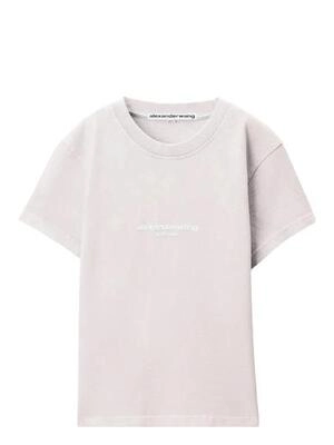 Alexander Wang Shrunken Short Sleeve Logo Print Tee Shirt - Pink