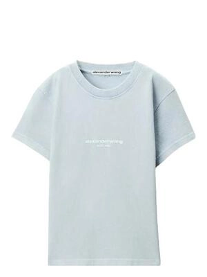 Alexander Wang Shrunken Short Sleeve Logo Print Tee Shirt - Tan